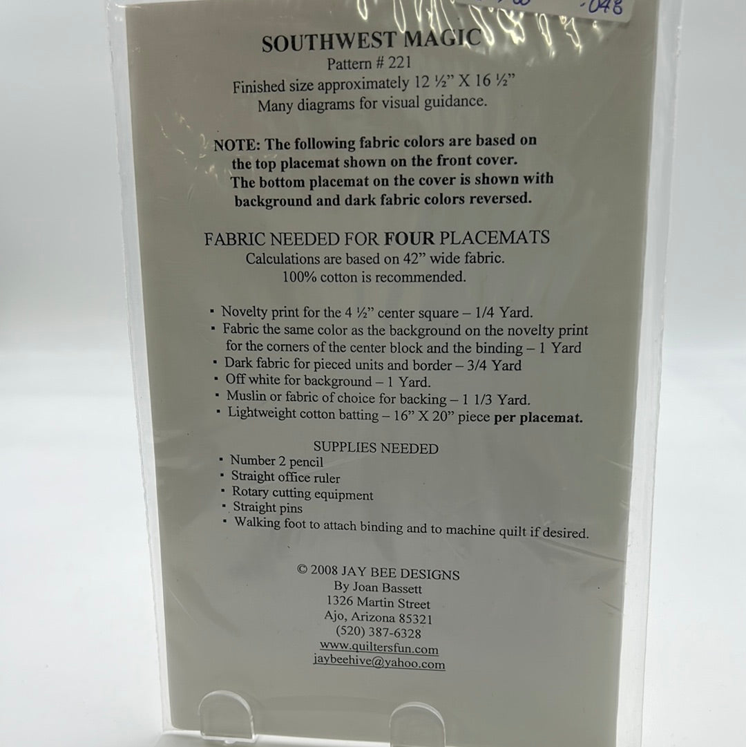 Jay Bee Designs "Southwest Magic Placemats" Quilt Pattern (PXX0497 ...